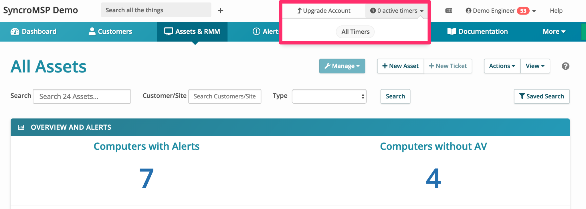 View Full List of Actively Running Ticket Timers | Syncro