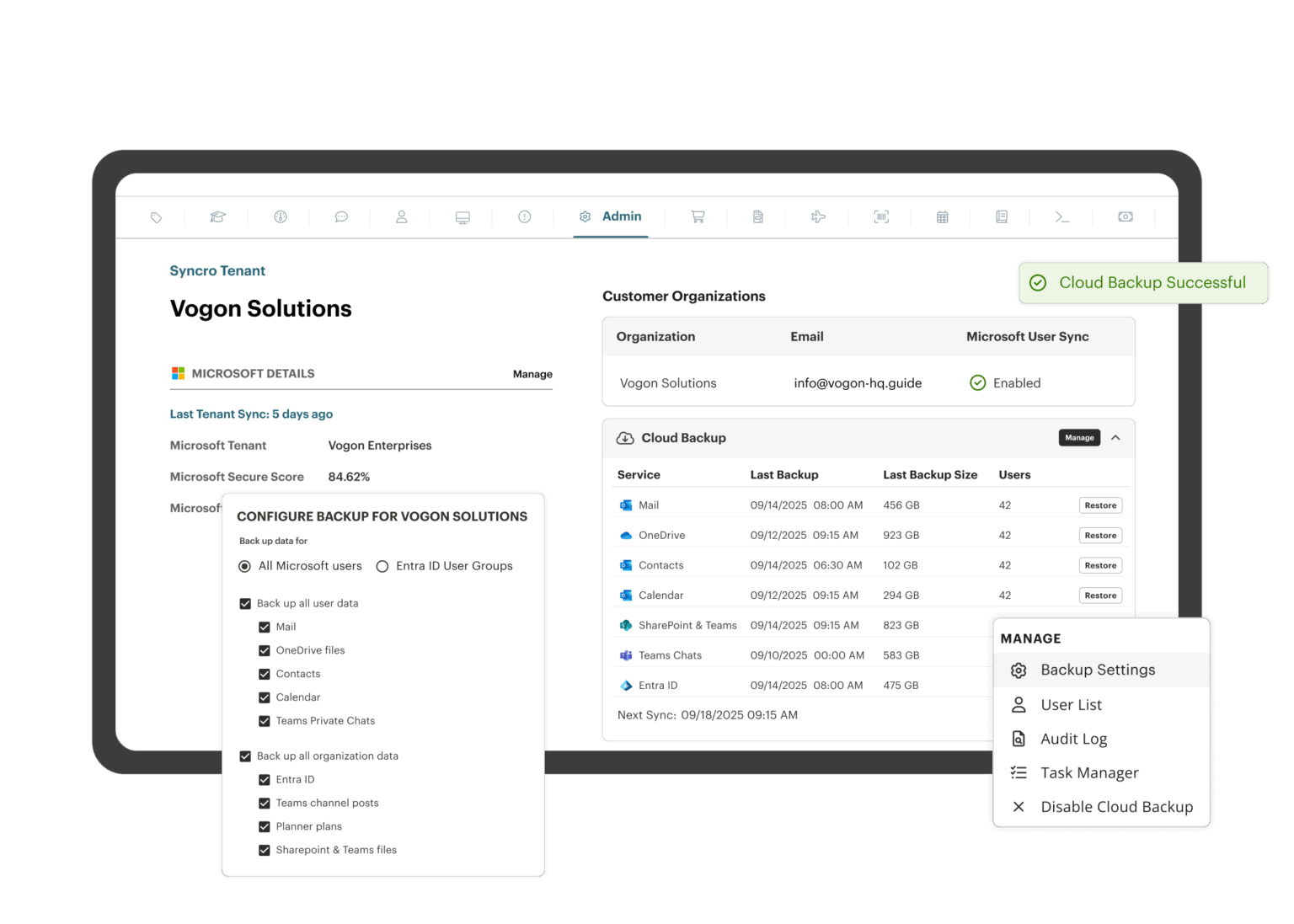 Microsoft 365 & Entra ID Backup | Syncro Cloud Backup